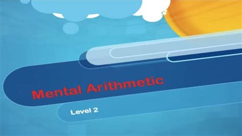 🤔 Mental Arithmetic Level 2 😀 Youtube