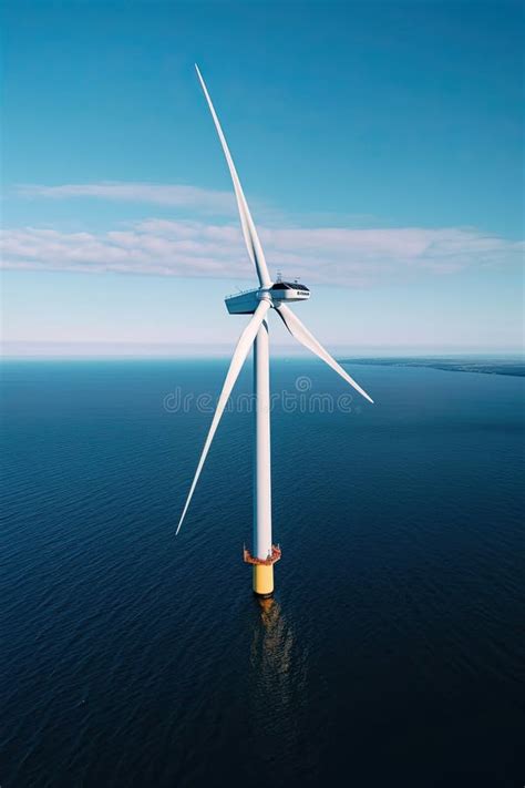 Drone Aerial View Of Windmill In The Ocean In A Sunny Day Ai Generated Stock Illustration