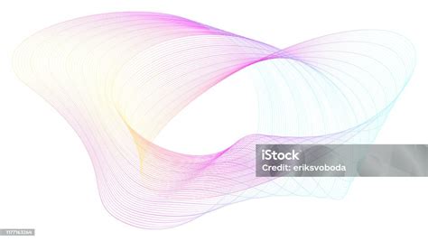 뒤틀린 색상 선이있는 추상적 인 구성 방사형 동적 흐르는 파도 흐름 음악 기술의 그래픽 개념 표지에 대한 벡터 디자인 요소입니다 추상 물결 모양의 스펀 스트라이프 혼합 색상
