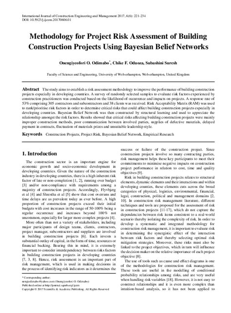 Pdf Methodology For Project Risk Assessment Of Building Construction Projects Using Bayesian