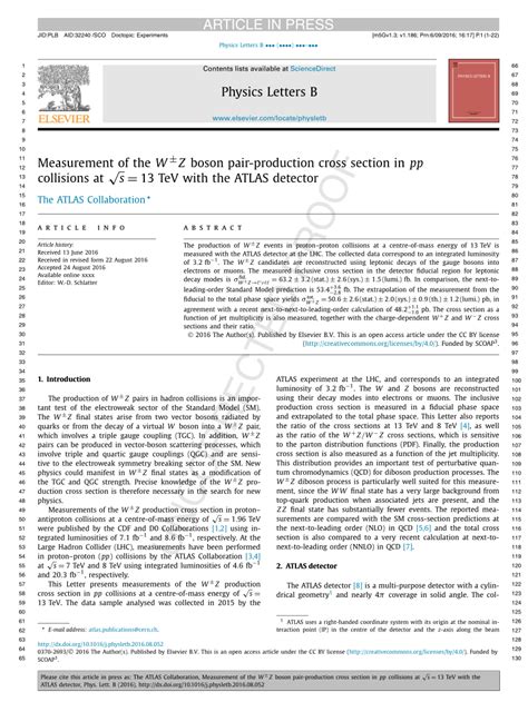 Pdf Measurement Of The W±z Boson Pair Production Cross Section In Pp Collisions At S13 Tev