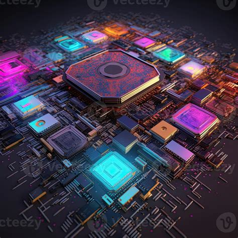 3d Rendering Cpu Or Processor Chipset On Motherboard Electronic Device