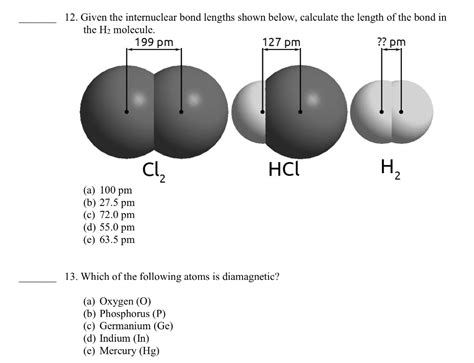 12 Given The Internuclear Bond Lengths Shown Belo Chegg Com