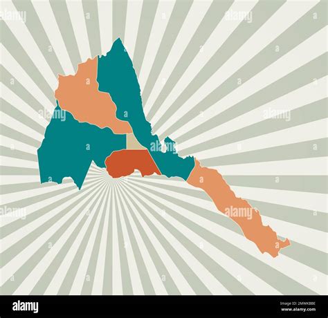 Eritrea Map Poster With Map Of The Country In Retro Color Palette