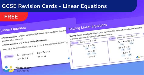 FREE GCSE Revision Cards Linear Equations