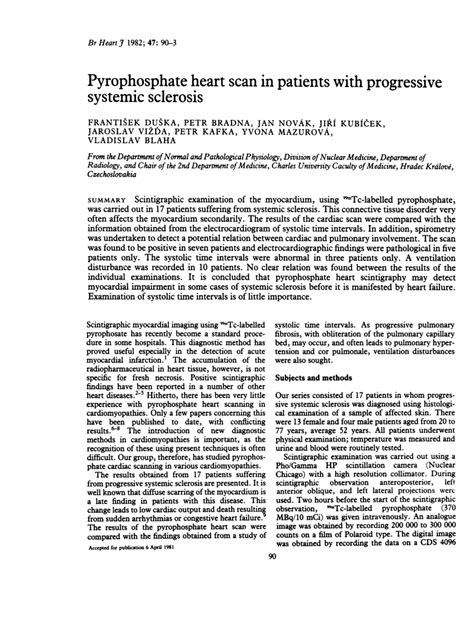 Pdf Pyrophosphate Heart Scan In Patients With Progressive Systemic
