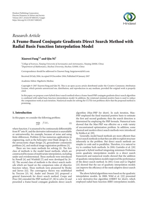 Pdf A Frame Based Conjugate Gradients Direct Search Method With