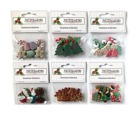 Festive Christmas Button Assortment 60 Pieces For Holiday Sewing