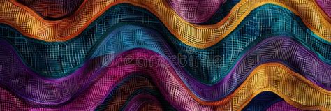 Colorful Textile Background Vivid Wave Fabric Textured Pattern Ethnic Wavy Textile Copy Space
