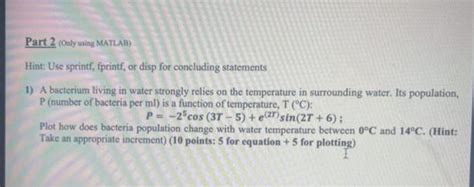 Solved Part 2 Only Using Matlab Hint Use Sprintf