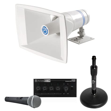 Public Address Sound System With Indoor Outdoor Atlas Sound Paging Loudspeaker And Atlas Sound