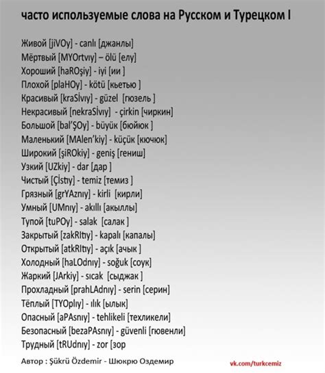 часто используемые слова на Русском и Турецком I Турция Turkey