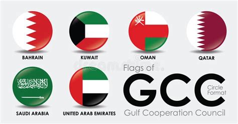 Flags Of Gcc Countries Displayed Circle Format Showcasing National
