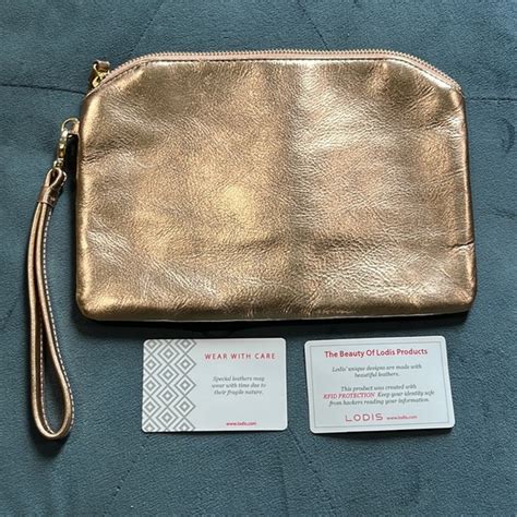 Lodis Bags Lodis New Metallic Pinkgold Leather Clutch Wallet Interior Removable Strap Poshmark