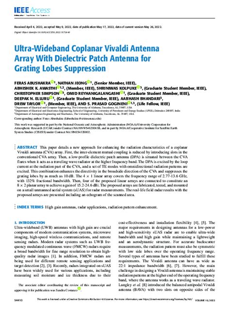 Pdf Ultra Wideband Coplanar Vivaldi Antenna Array With Dielectric Patch Antenna For Grating