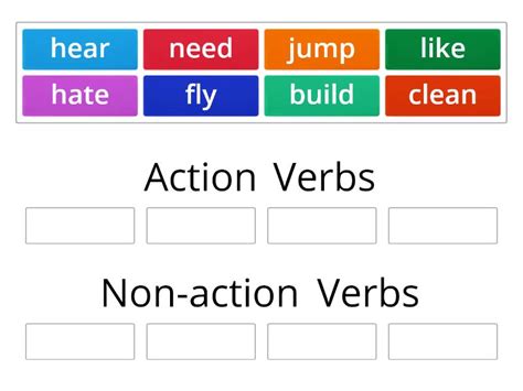 Action Verbs Vs Non Action Verbs Ordenar Por Grupo