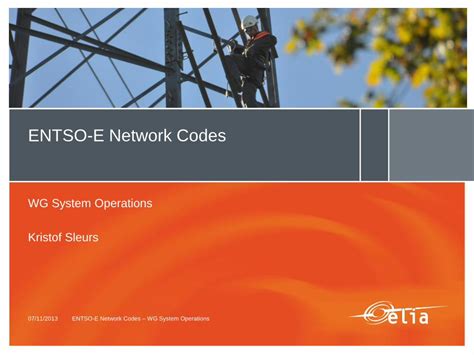 Pdf Entso E Network Codes Elia System Operatorpublicationseliabe