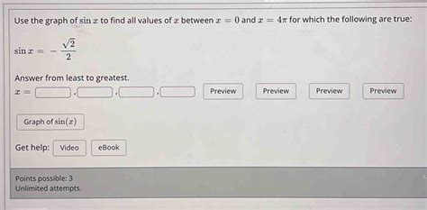solved use the graph of sin x to find all values of x between x 0 and