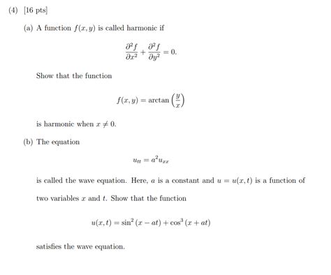 Solved A A Function F X Y Is Called Harmonic If Chegg