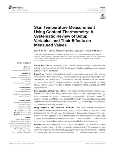 Pdf Skin Temperature Measurement Using Contact Thermometry A Systematic Review Of Setup