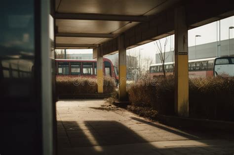buses parked at bus station created using generative ai technology