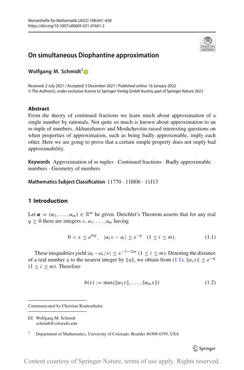 on simultaneous diophantine approximation