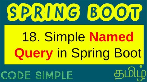 Simple Named Query In Spring Boot Spring Boot Beginners Tutorial Code Simple YouTube