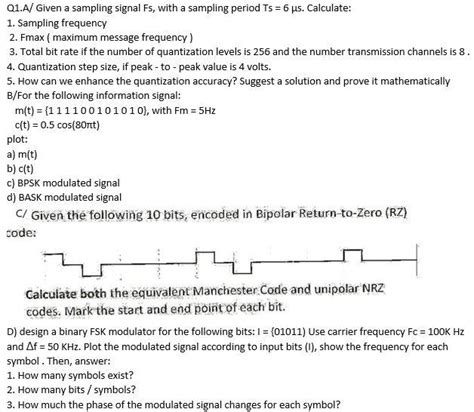 Solved Q A Given A Sampling Signal Fs With A Sampling Chegg