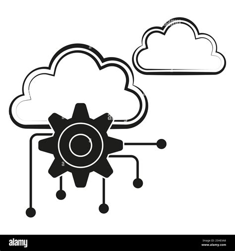 Cloud Gear Icon Data Connection Symbol Tech Cloud Vector Digital