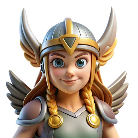 Distinctive Mid Century Professional Render Isolated Cutout Of A Single Norse Valkyrie Winged