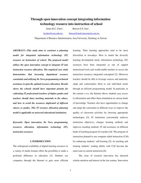 Pdf Through Open Innovation Concept Integrating Information Technology Resource Into