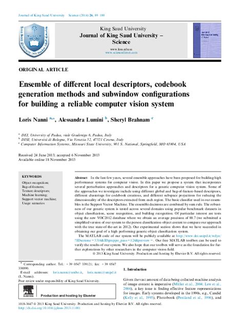 pdf ensemble of different local descriptors codebook generation