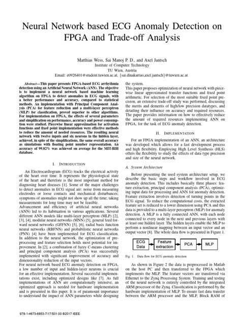 neural network based ecg anomaly detection on fpga and trade off