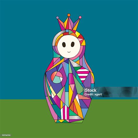 마트 손으로 그려 벡터 일러스트 레이 션 현대적인 스타일에 중첩 인형 문자입니다 재미 있는 여자 인사말 카드를 추상화 합니다 0