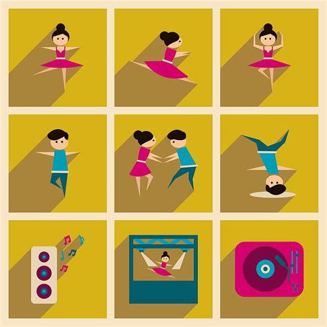 긴 그림자 춤 벡터와 평면 아이콘의 개념 Ai Eps Uidownload