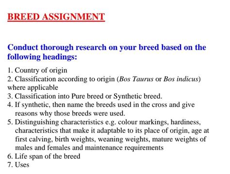 Breed Assignment Conduct Thorough Research On Your