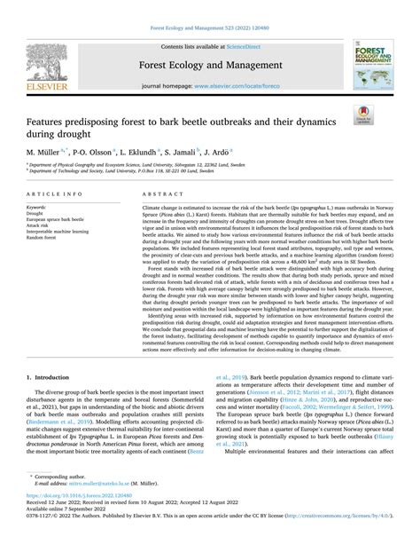 Pdf Features Predisposing Forest To Bark Beetle Outbreaks And Their Dynamics During Drought
