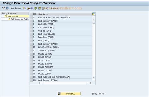 PAC SAP Tcode Field Groups Transaction Code