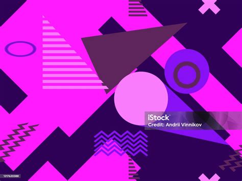 80 년대 스타일의 기하학적 모양과 원활한 패턴 팔십은 홍보 제품 포장지 및 인쇄를위한 다채로운 배경을 인쇄합니다 벡터