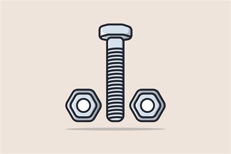 Structural Bolt And Hex Nuts Vector Illustration Working Tools