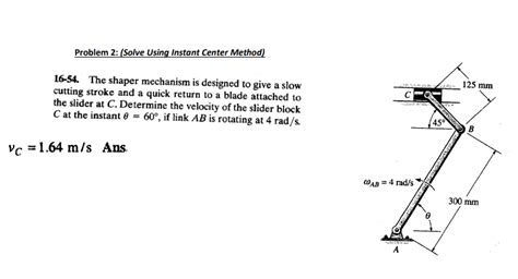 Solved Problem 2 Solve Using Instant Center Method 125 Mm