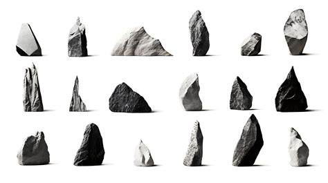 Premium Ai Image Rock Shape Set On White Background