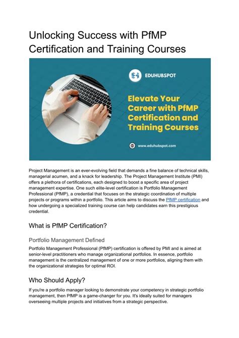 Ppt Unlocking Success With Pfmp Certification And Training Courses Powerpoint Presentation