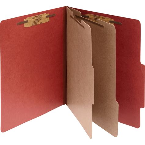 Acco Acc15036 Pressboard 6 Part Classification Folders 10 Box Earth Red