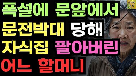 폭설에 오도가도 못하는 어머니를 현관앞에서 내쫒은 아들며느리에게 복수한 할머니 Youtube