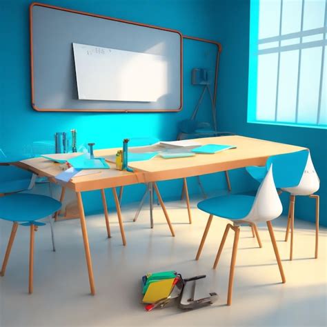 Premium Photo Classroom Chair Table Bench Whiteboard