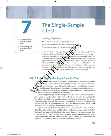 Pdf The Single Sample T Test Macmillan Learning The Single Sample T