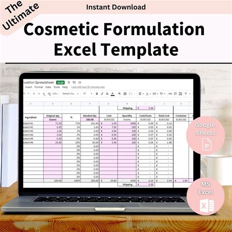 skincare formulation spreadsheet and calculator cosmetic calculator