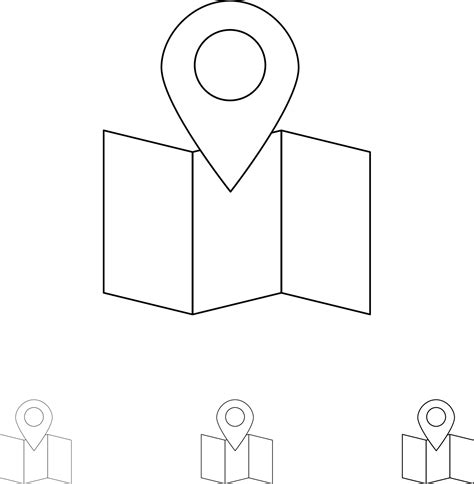 Location Map Pointer Bold And Thin Black Line Icon Set 13160974 Vector Art At Vecteezy