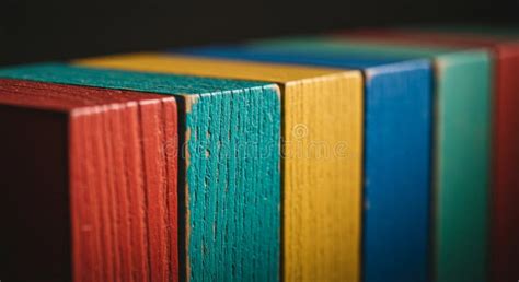 Colorful Wooden Blocks A Close Up View Of Vibrant Stacked Blocks Stock